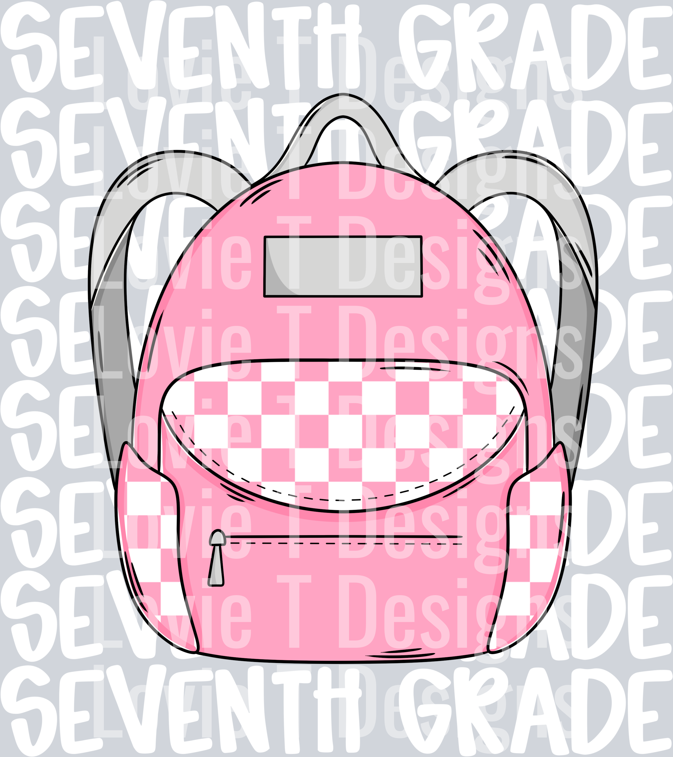 Backpack Pink Seventh Grade White CMD – Lovie T Designs