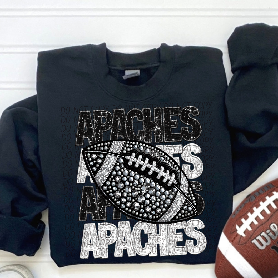 Apaches Black White Stacked Football - Lovie T Designs