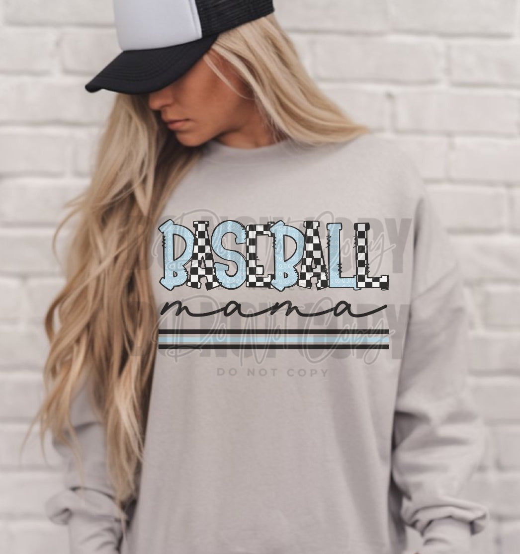BaseballMama-ColumbiaBlue Checkers - Lovie T Designs