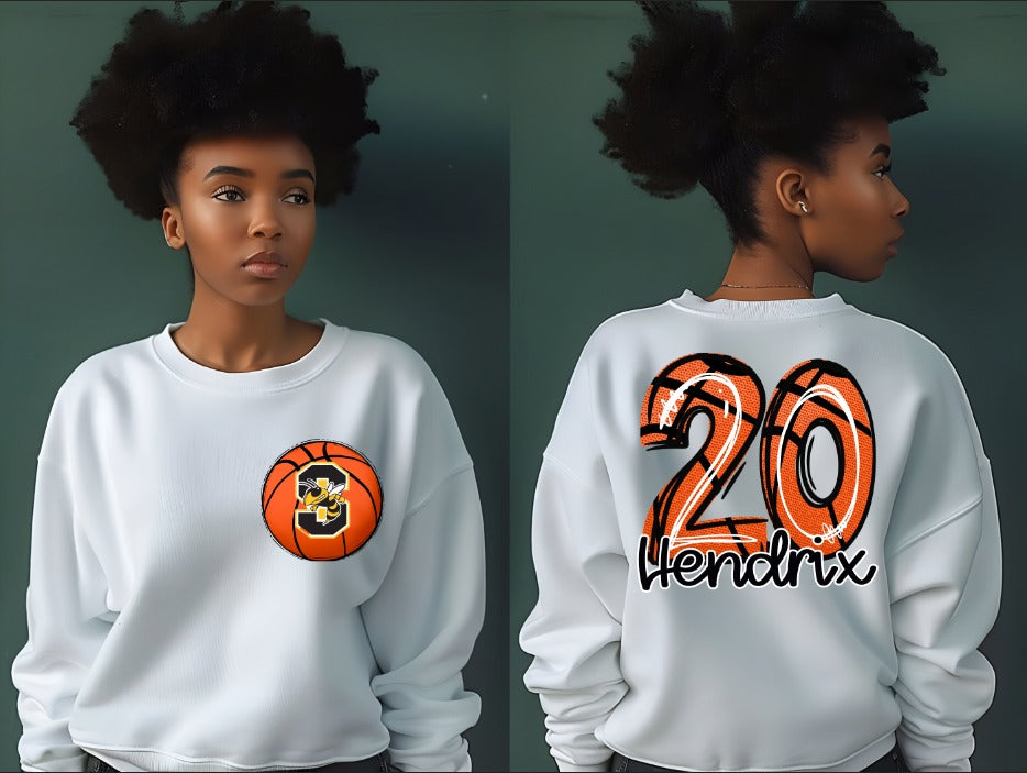 Basketball Logo Pocket + Back Doodle Number with Name - Lovie T Designs