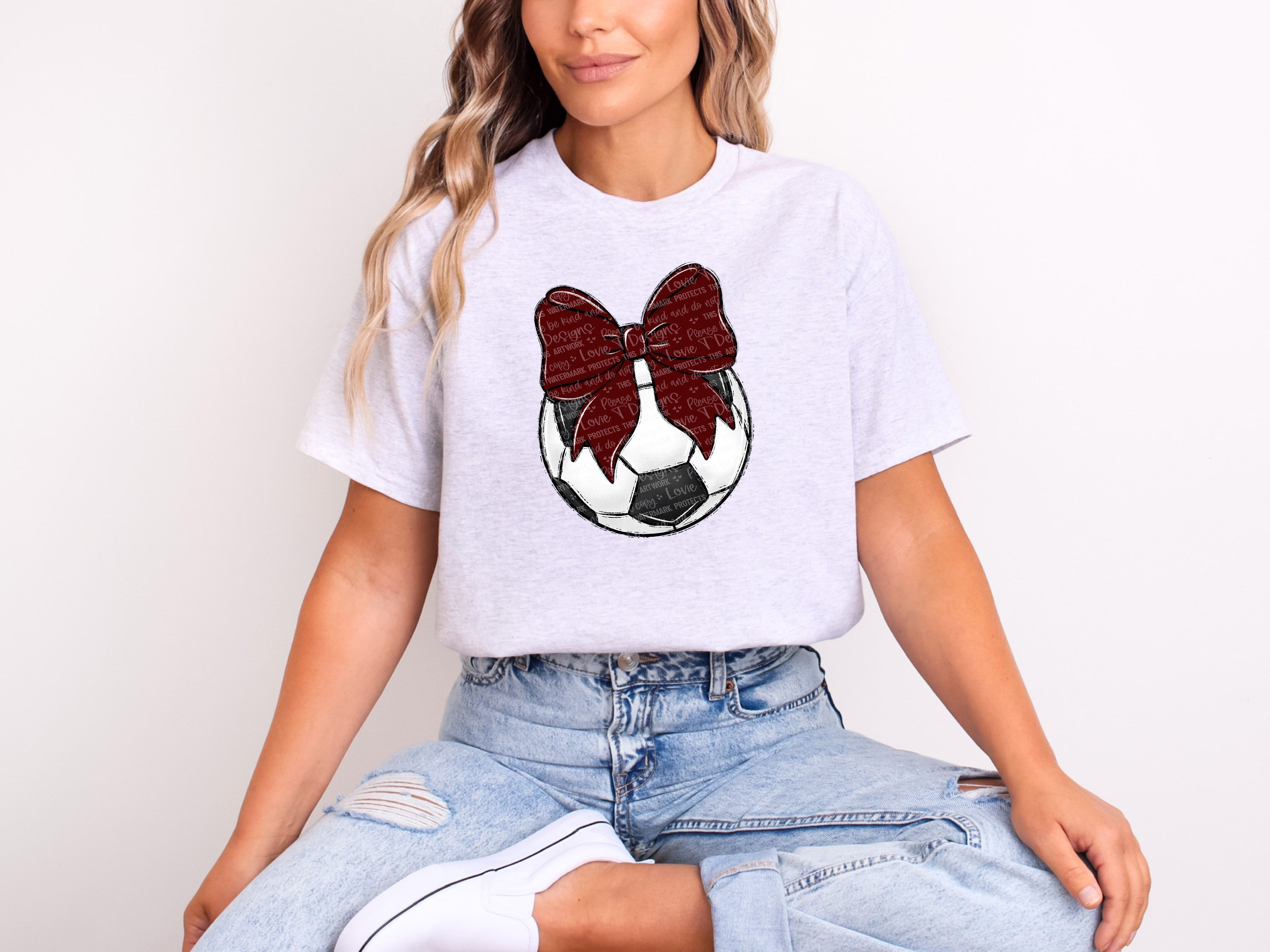 Bows and Balls Soccer Maroon - Lovie T Designs