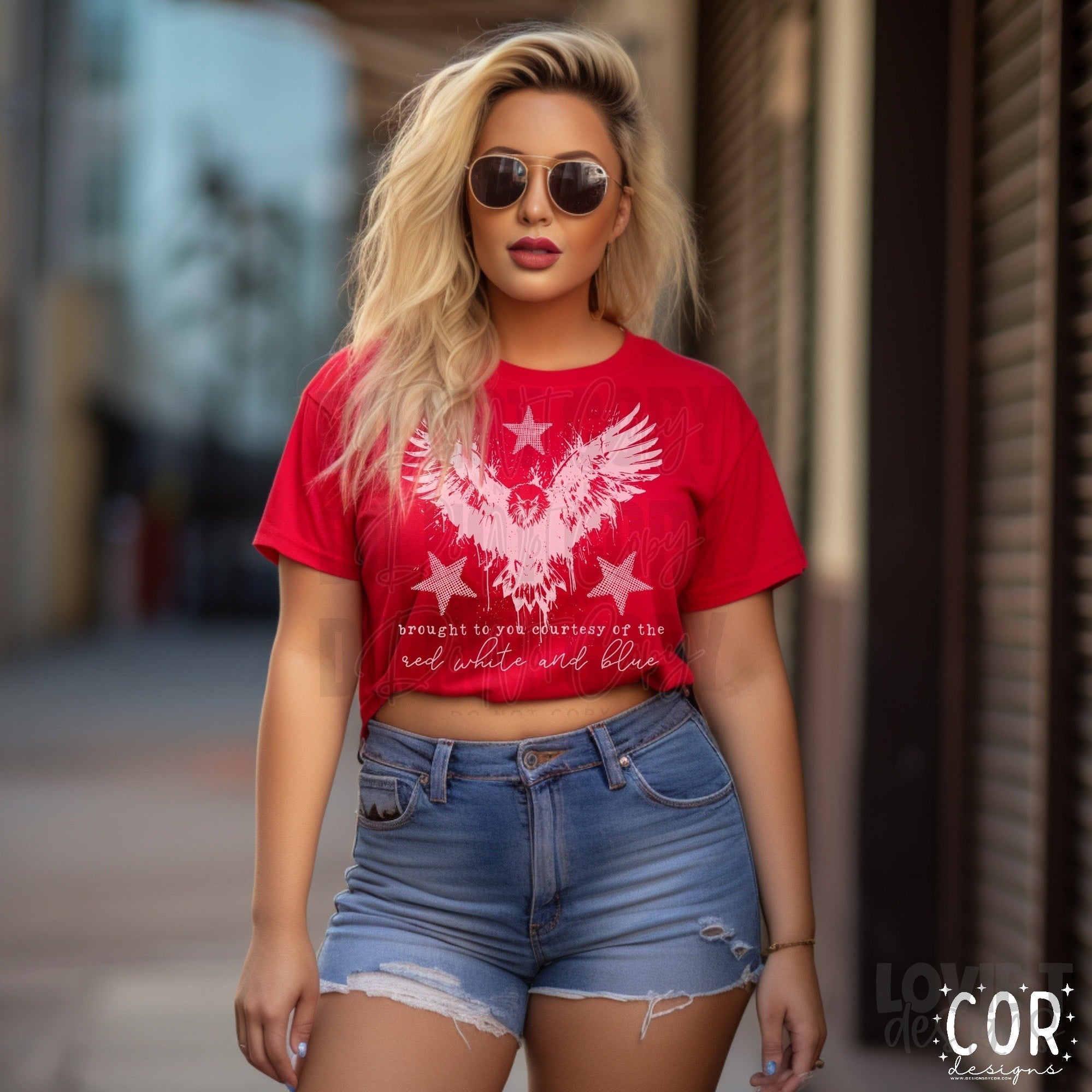 Brought to You Courtesy of The Red White and Blue - Lovie T Designs
