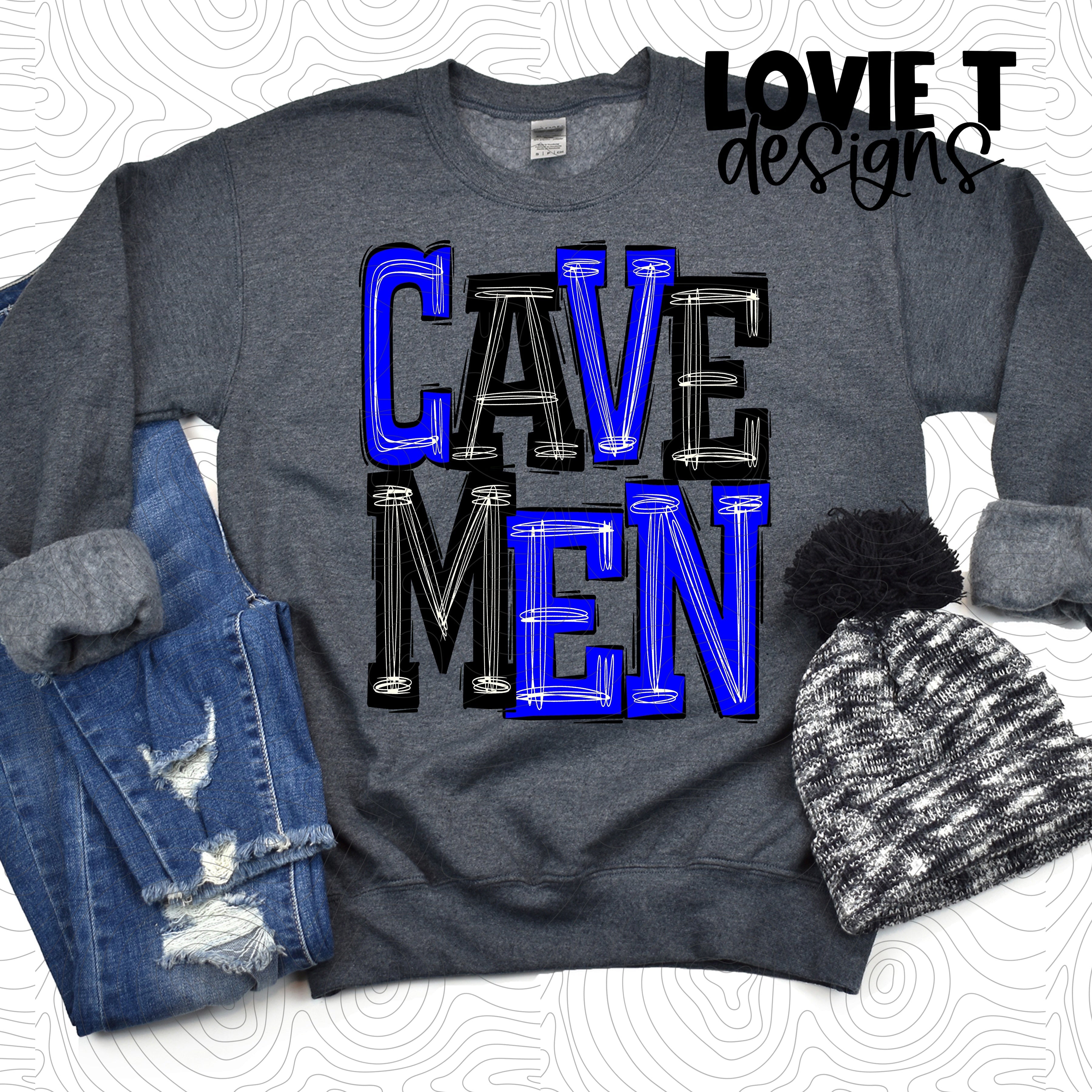 Cavemen Blue and Black – Lovie T Designs