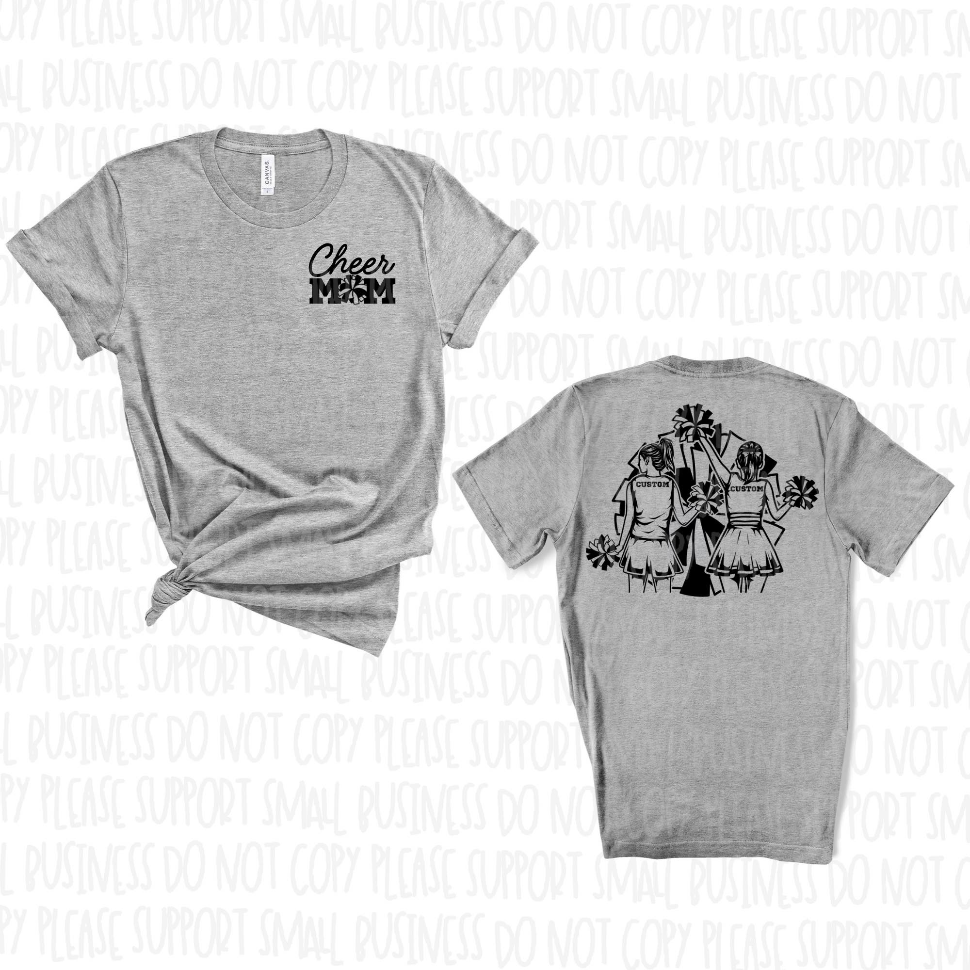 Cheer Custom Name + 2 Cheerleaders Back - Lovie T Designs