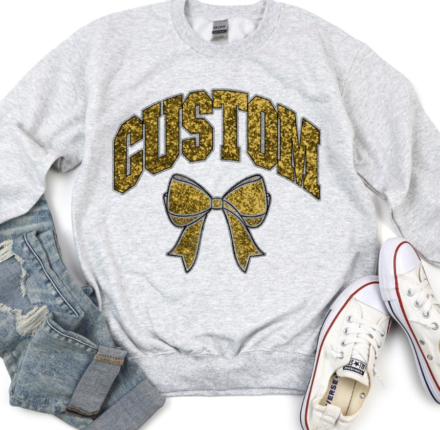 Custom Name Faux Glitter + Bow - Lovie T Designs