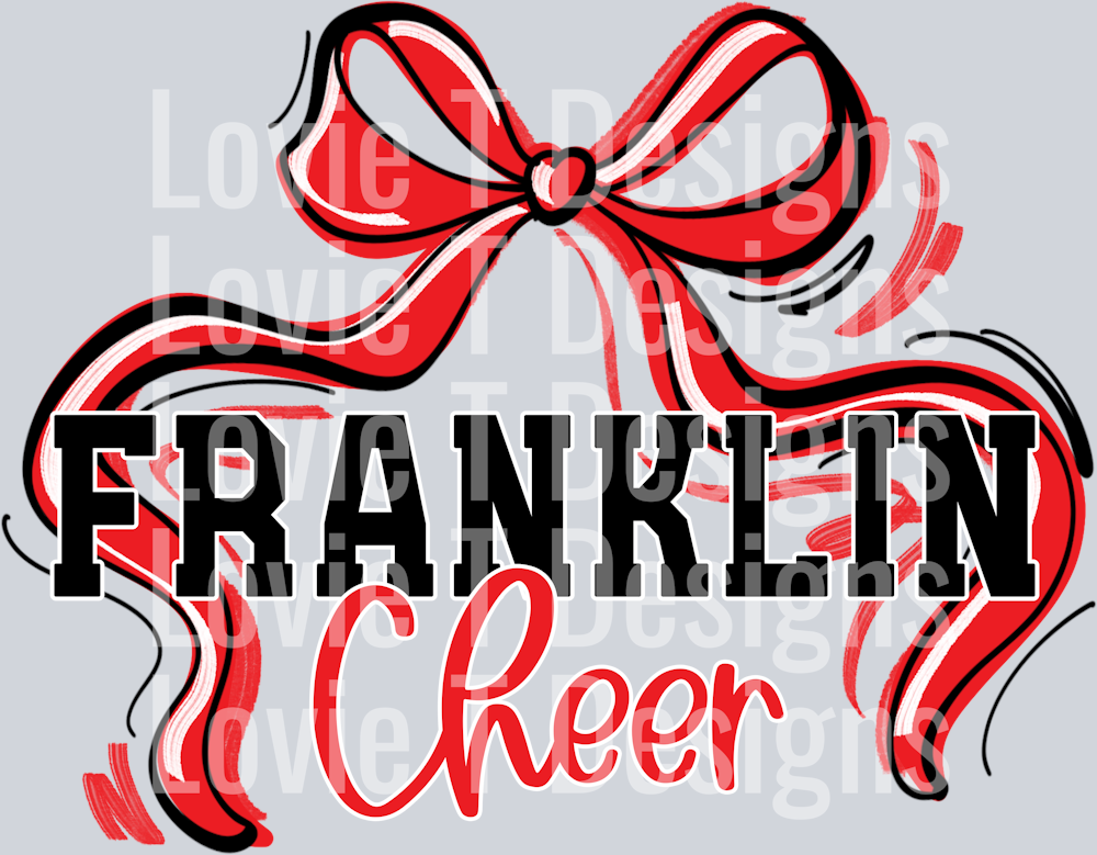 FRANKLIN CHEER RED AND BLACK BOW SPORT TEXT - Lovie T Designs