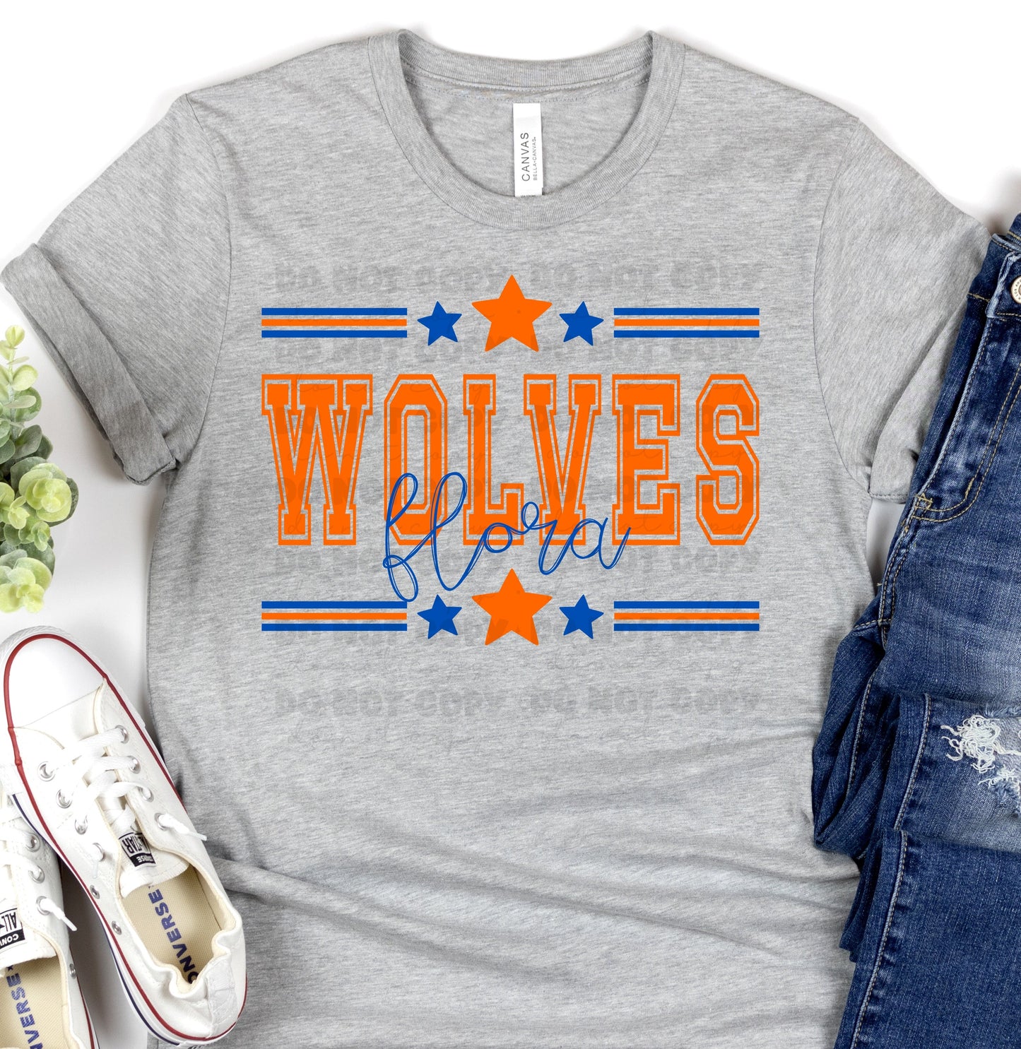 Flora Wolves Orange Royal All Stars - Lovie T Designs