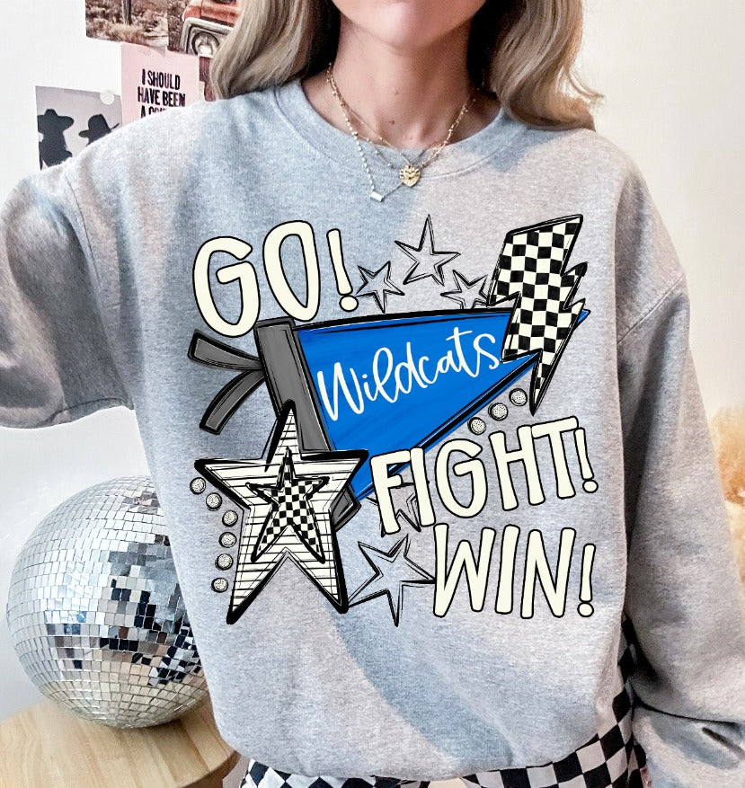 Go Fight Win Blue- Custom Team Names - Lovie T Designs