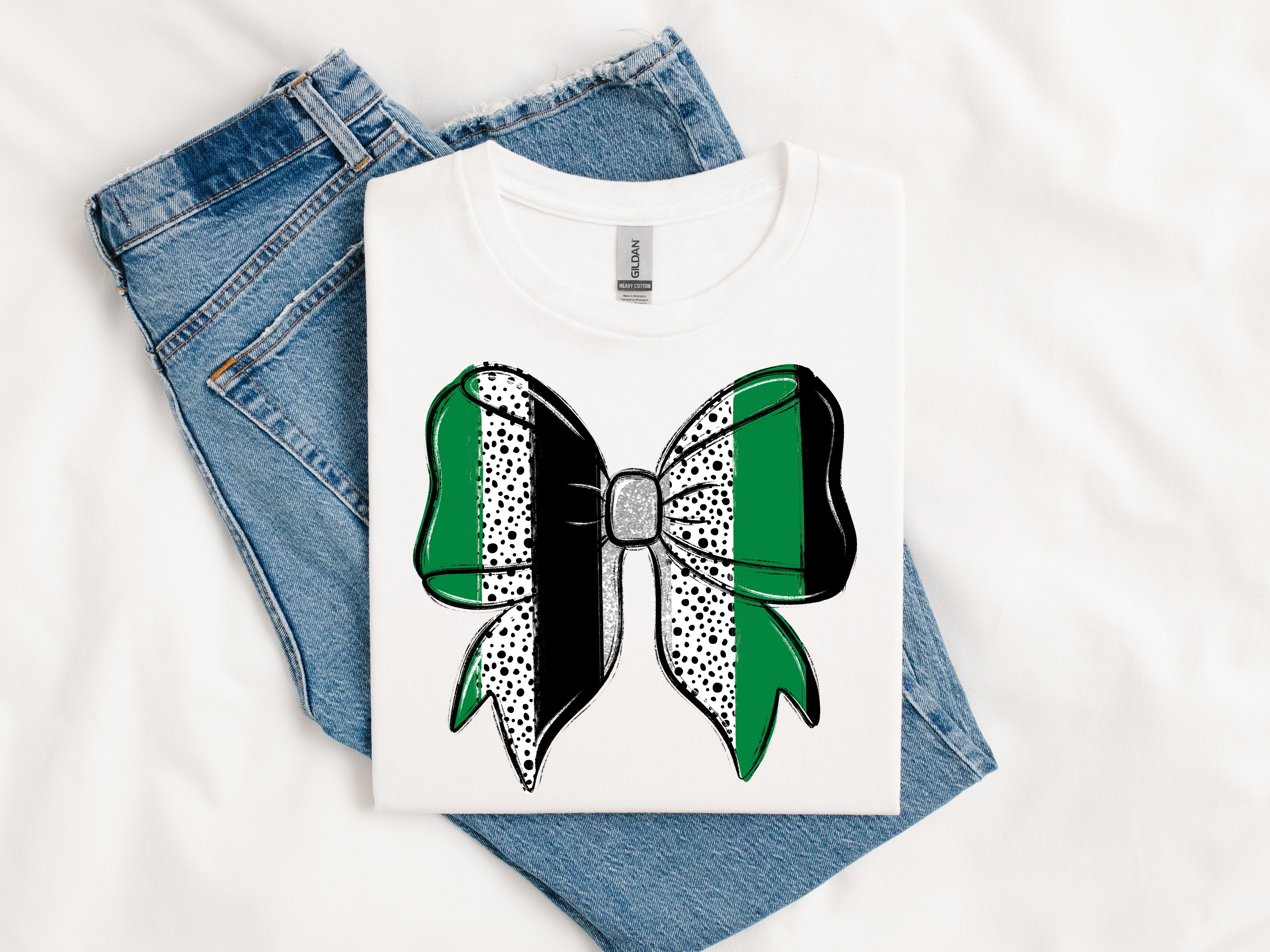 Green and Dots Spirit Bow - Lovie T Designs
