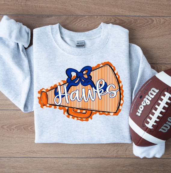 MEGAPHONES AND BOWS ORANGE AND ROYAL BOW HAWKS - Lovie T Designs