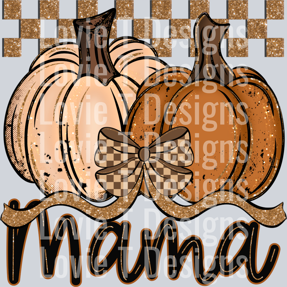 Mama Fall Checkered Glitter Pumpkin - Lovie T Designs