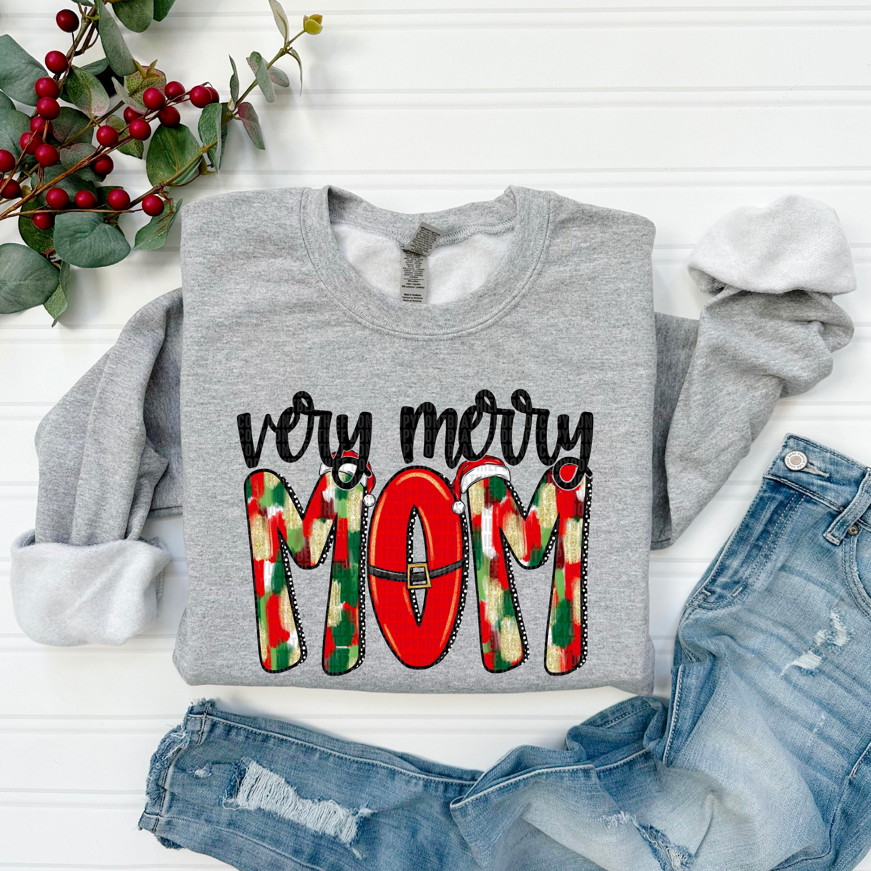 Mom Very Merry Red Name - Lovie T Designs