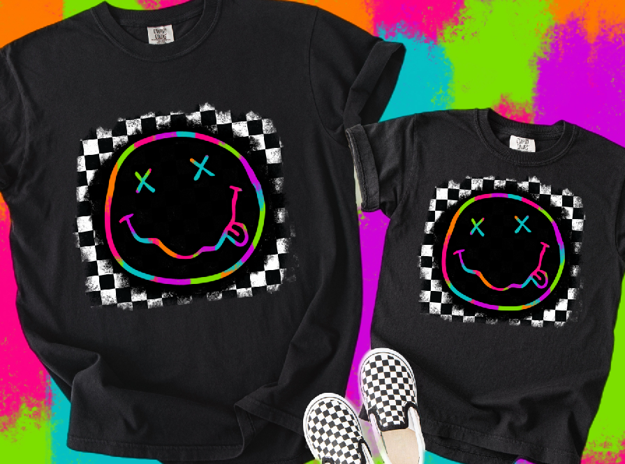 NEON AND CHECKERS FACE - Lovie T Designs