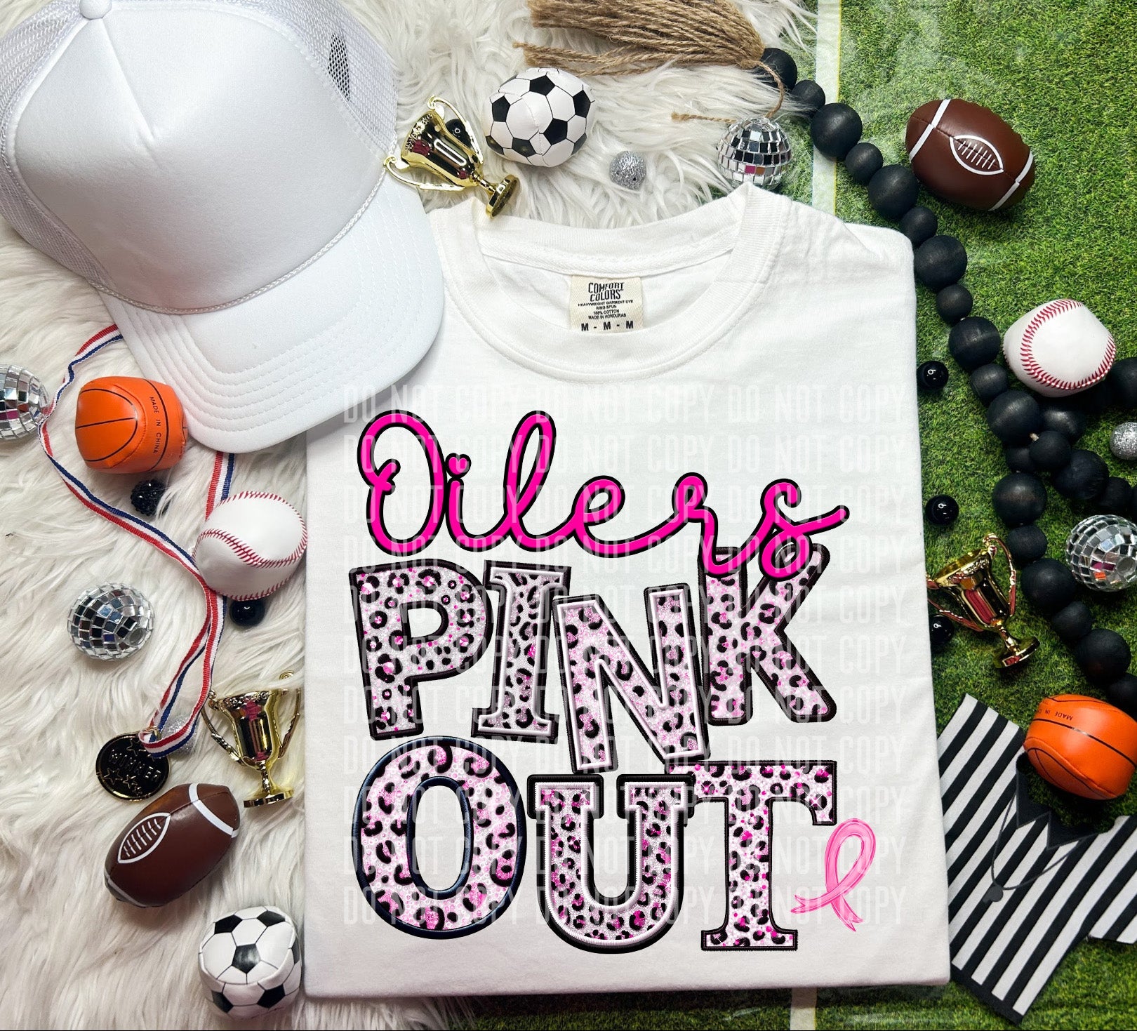Oilers Pink Out Animal Print Mascot - Lovie T Designs