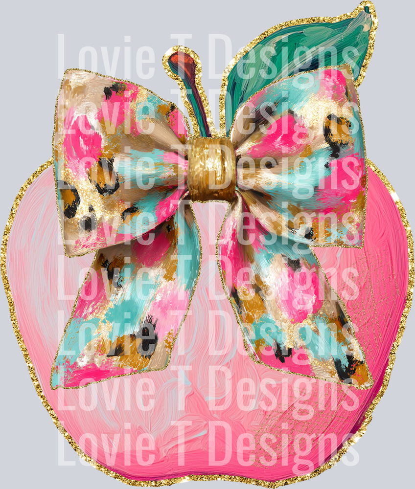 Painted Apple with Bow - Lovie T Designs