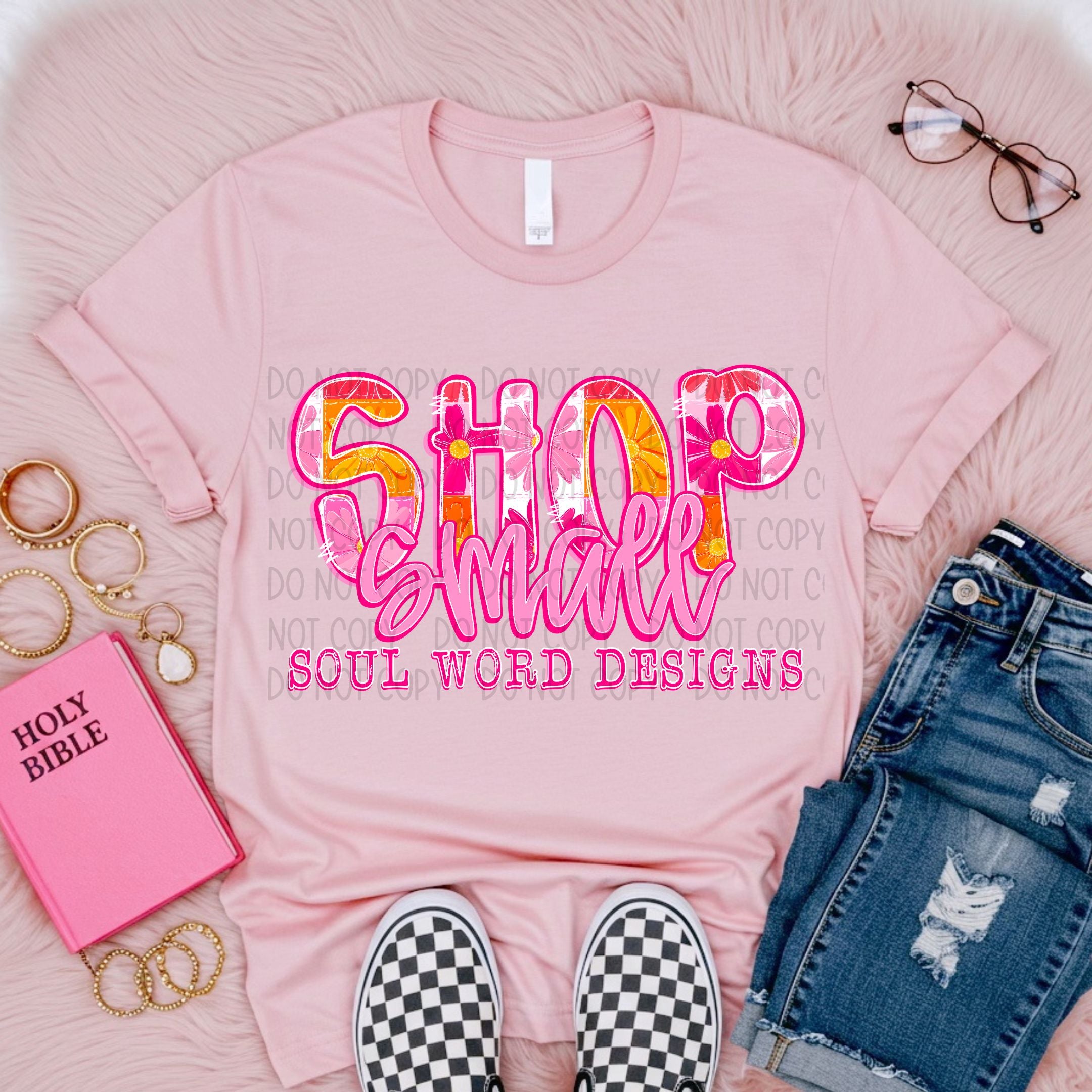 Patchwork Bright Floral Shop Small - Custom Name - Lovie T Designs