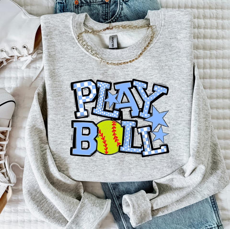 Play Ball Columbia Blue Softball - Lovie T Designs