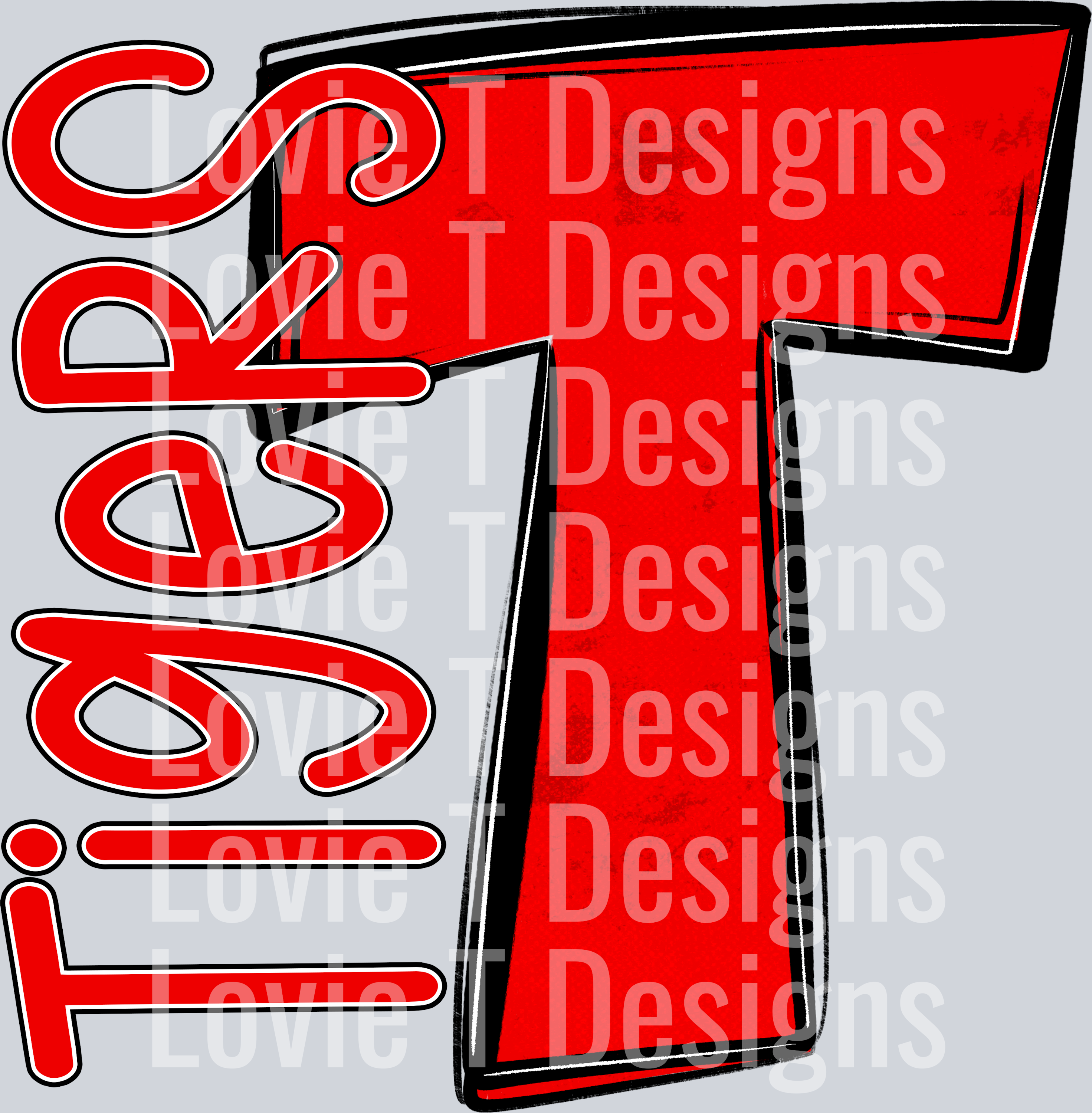 RED T TIGERS STARRY MASCOT - Lovie T Designs