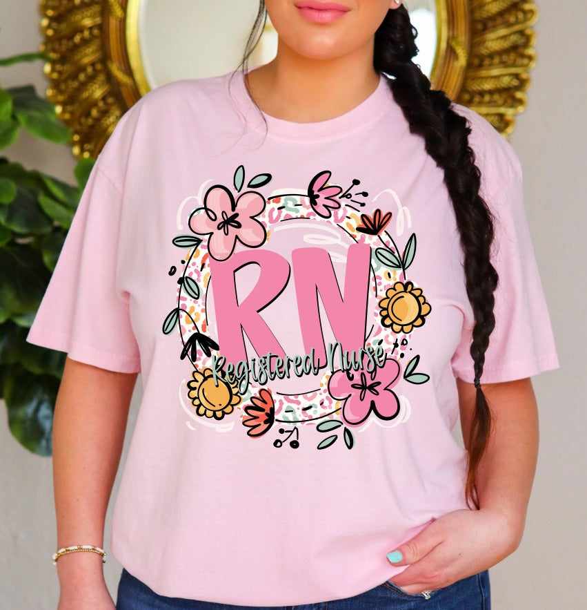 REGISTERED NURSE FLORAL AND LEOPARD FRAME - Lovie T Designs