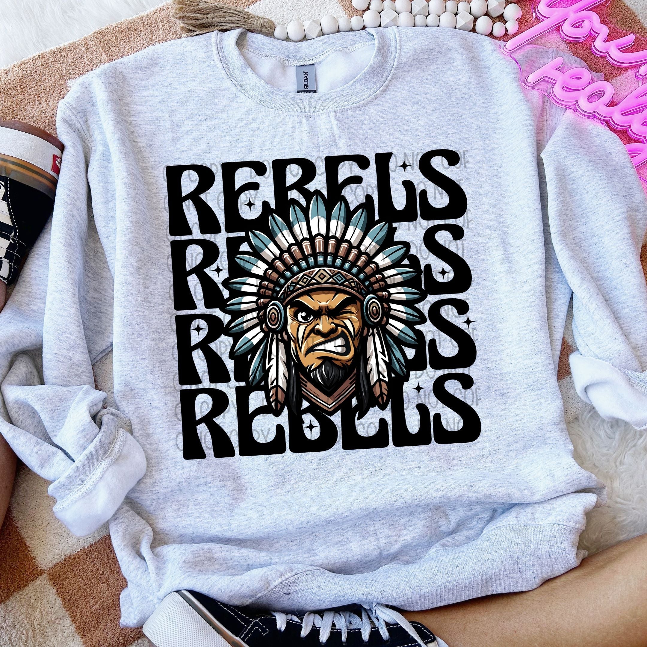 Rebels Winking Mascot - Lovie T Designs