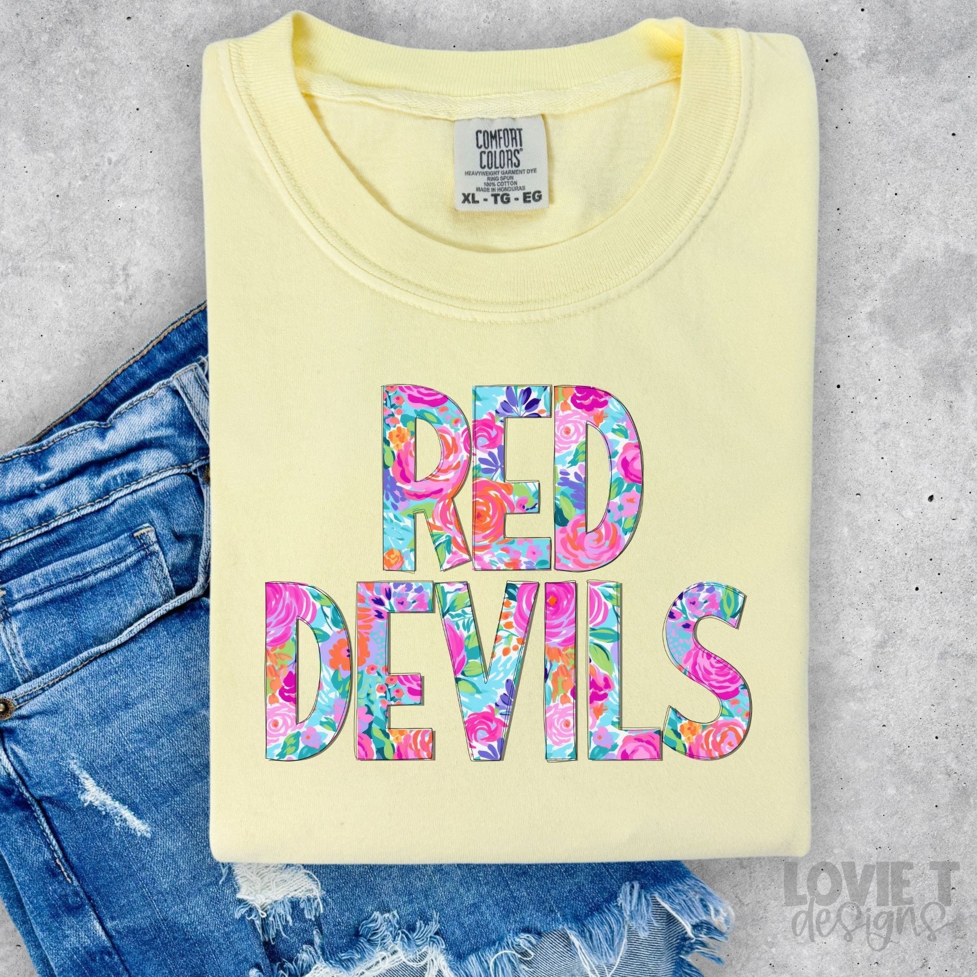 Red Devils Floral Garden Mascots - Lovie T Designs