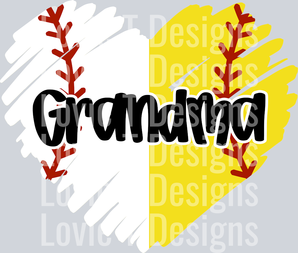 SCRIBBLE BASEBALL AND SOFTBALL HEART GRANDMA – Lovie T Designs