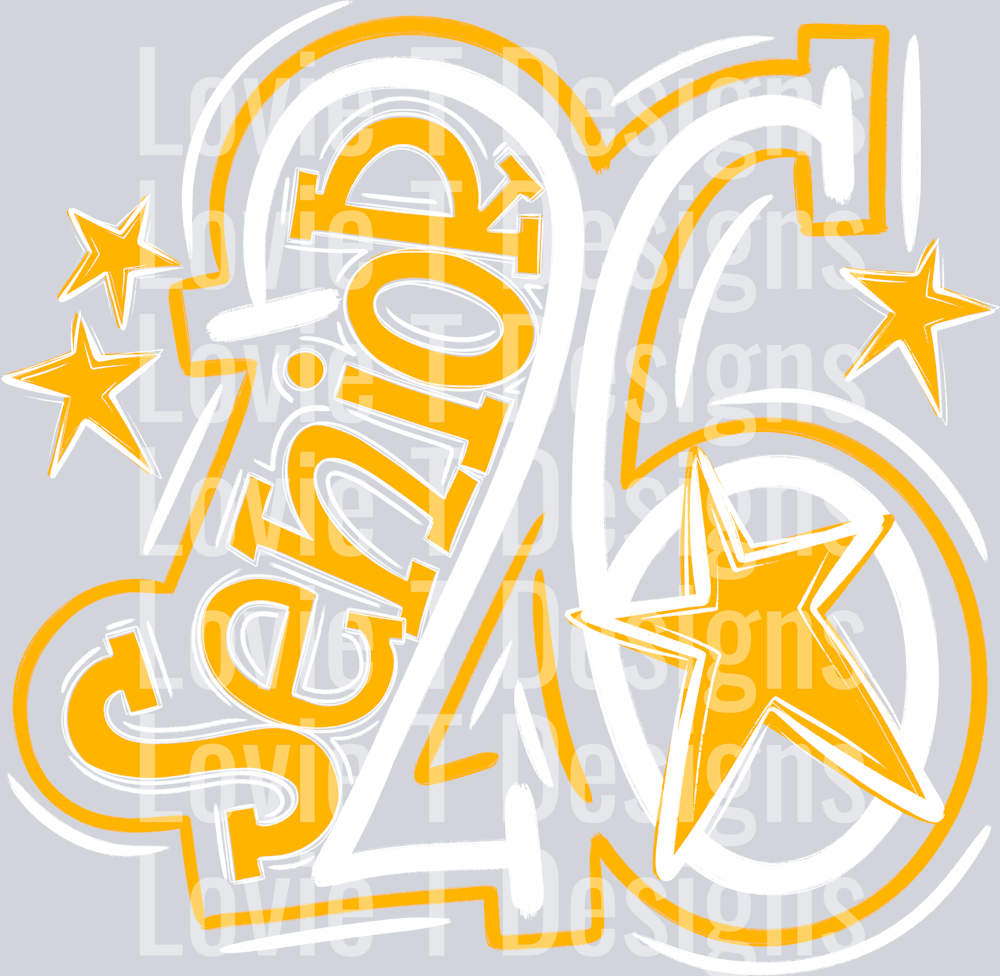 Senior 2026 White Ath Gold - Lovie T Designs