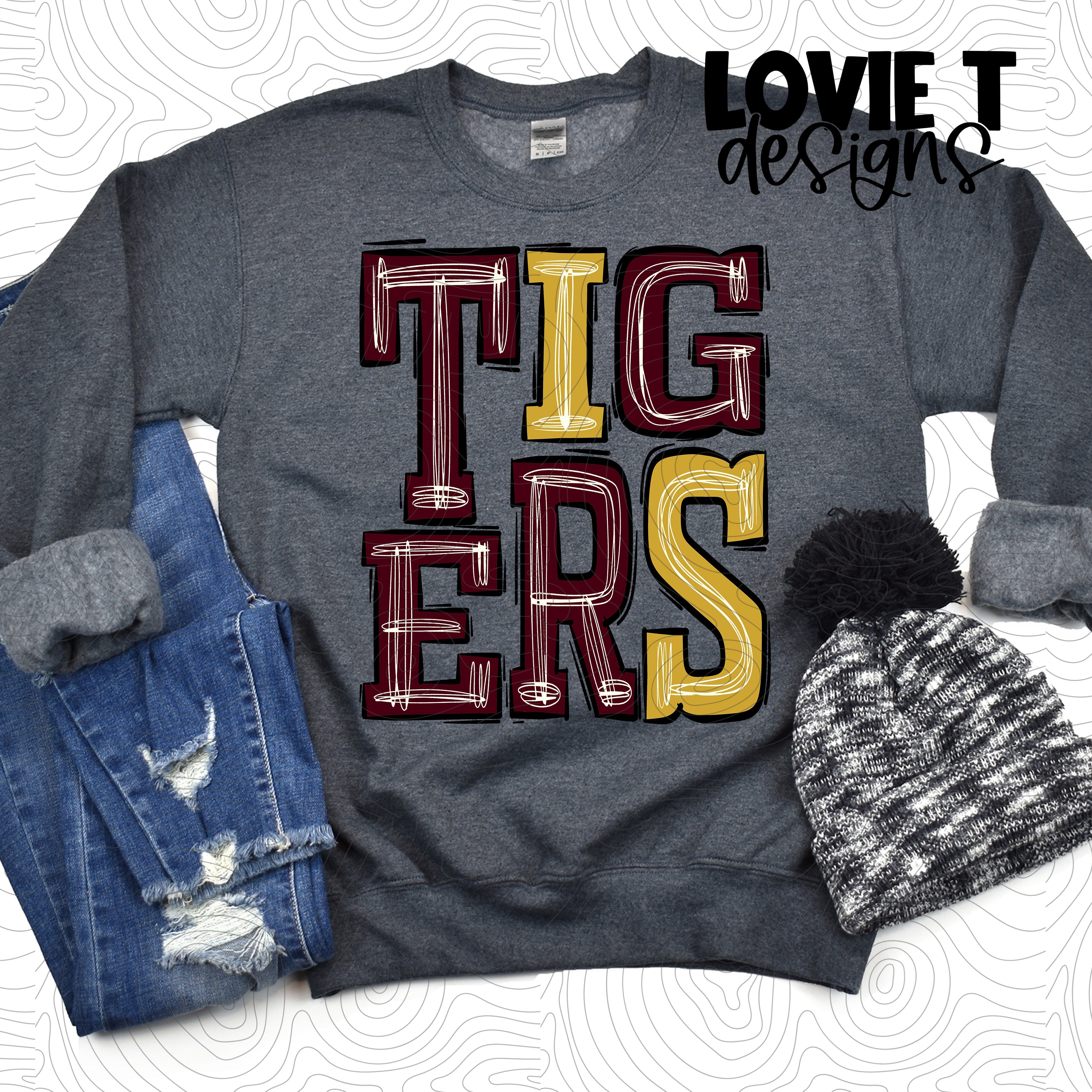 Tigers Maroon and Gold - Lovie T Designs